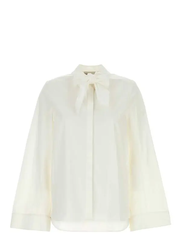 Tory Burch Cotton Bow Tunic Shirt - White