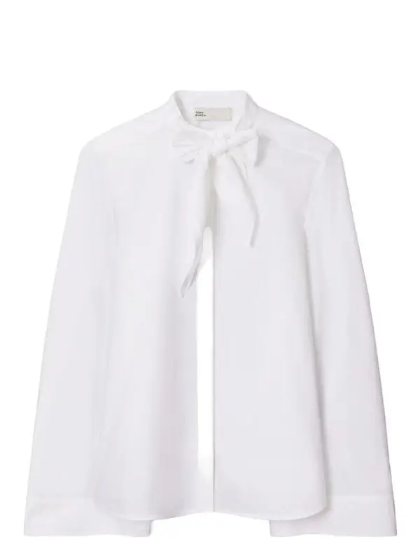 Tory Burch Cotton Bow Tunic Shirt - White