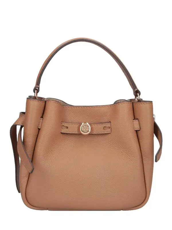 Tory Burch Tumbler Cow Leather Shoulder Bag - Beige