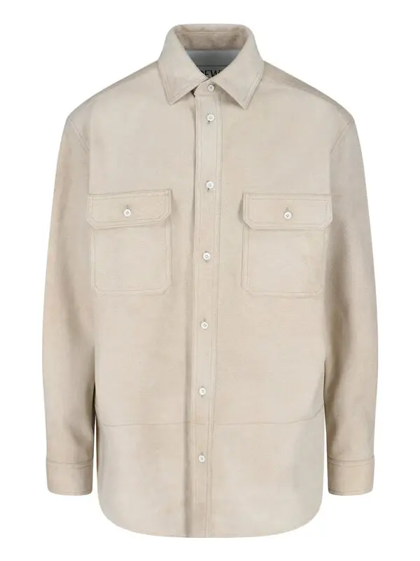 Loewe Lambskin Leather Shirt For - Beige