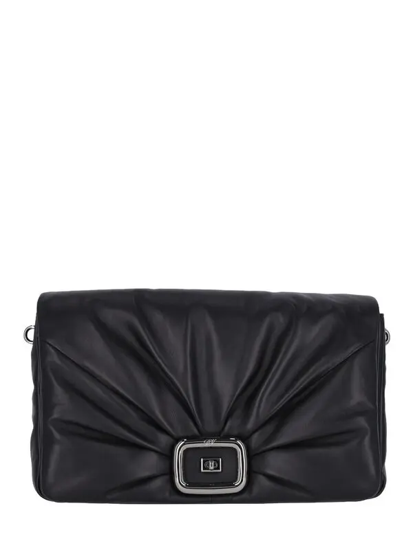 ROGER VIVIER Structured Leather Shoulder Bag - Black