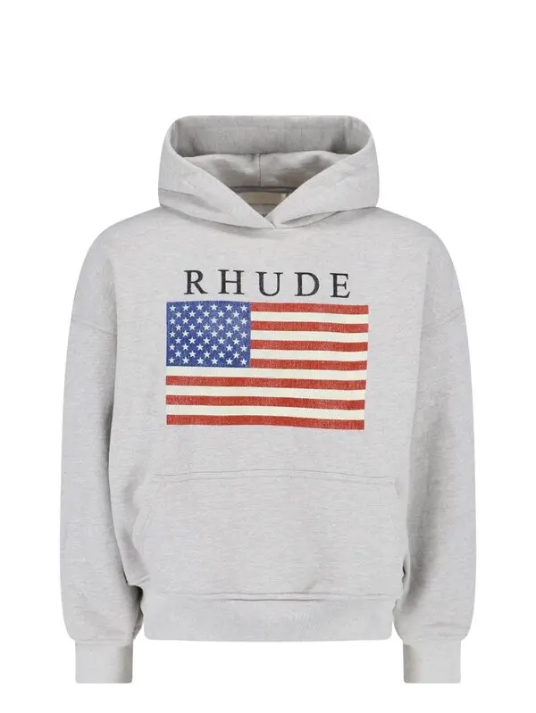Rhude Flag Graphic Hoodie - Grey