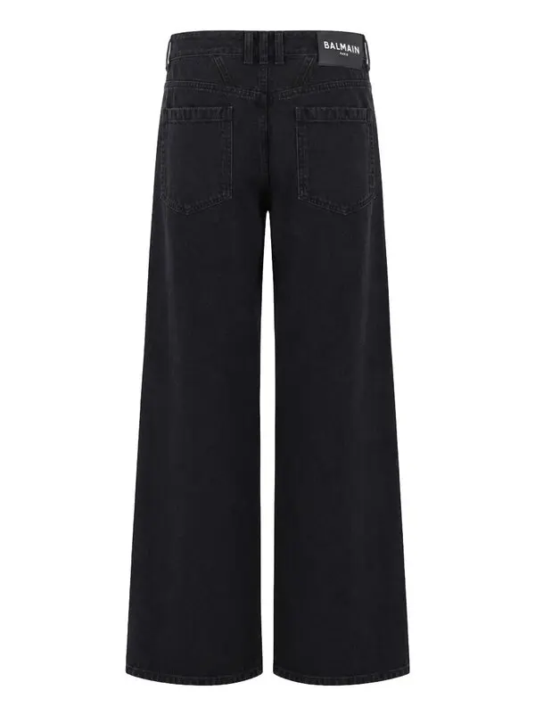 Balmain Straight Leg Denim Jeans - Black