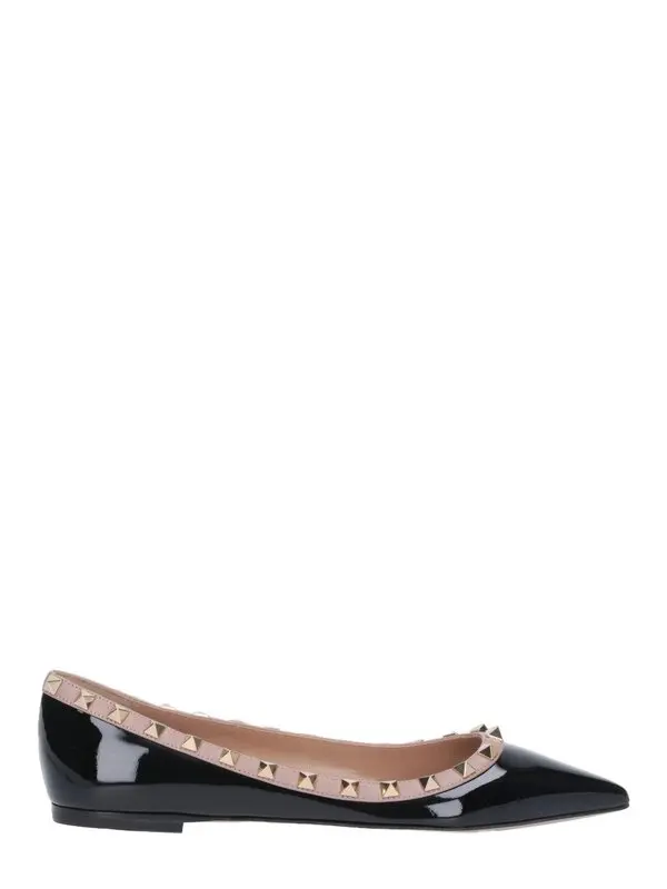 Valentino Garavani Leather Studded Ballerina Flats - Black