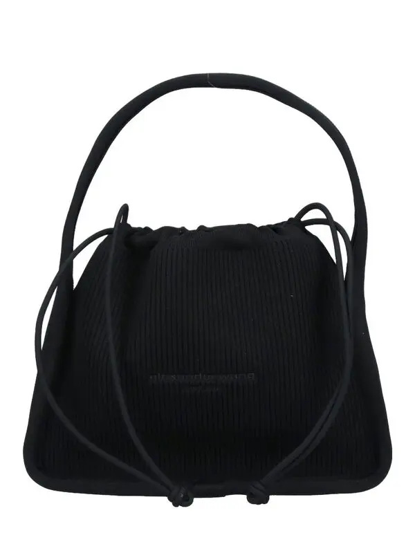 Alexander Wang Ribbed Drawstring Bucket Bag - Black