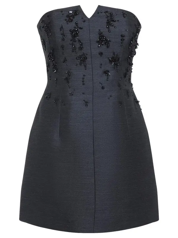 Alberta Ferretti Off-shoulder Embellished Mini Dress - Grey