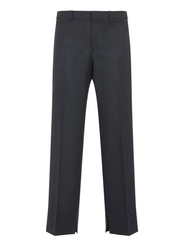 Celine Flared Low-rise Pinstriped Wool Trousers - Grey