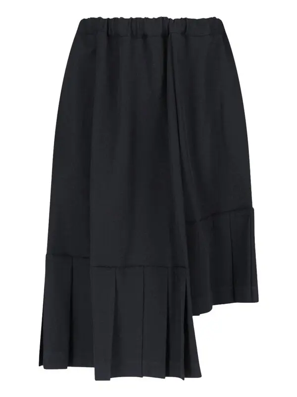 CDGCDG Asymmetrical Pleated Midi Skirt - Black