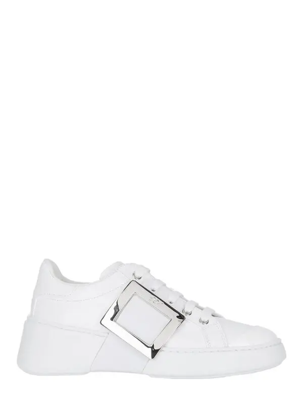 ROGER VIVIER Calf Leather Sneakers With Buckle Detail - White