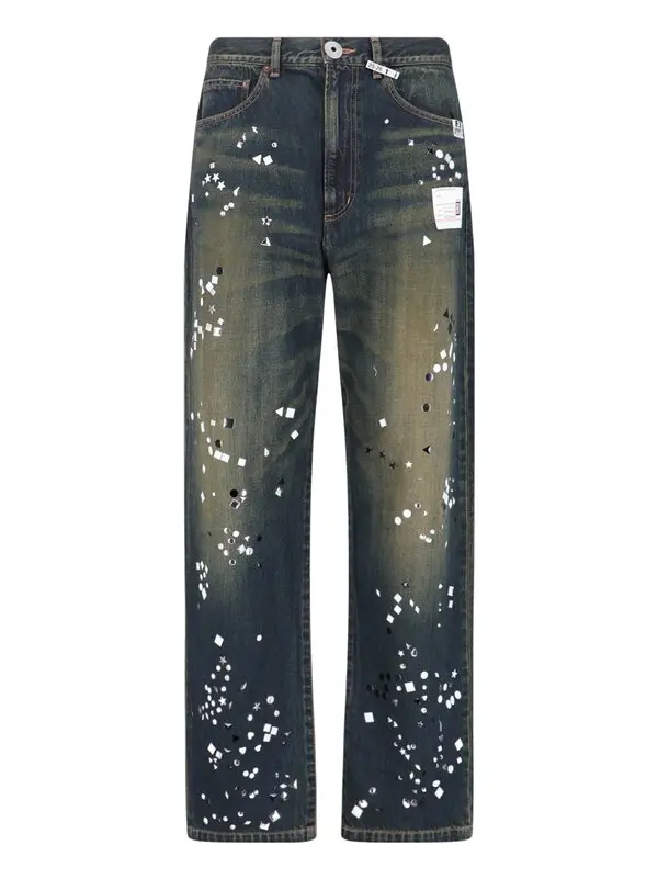 Mihara Yasuhiro Embellished Straight-leg Jeans - Blue