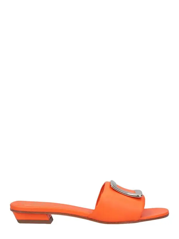 ROGER VIVIER Lamb Leather Sandals With Flap Detail - Orange