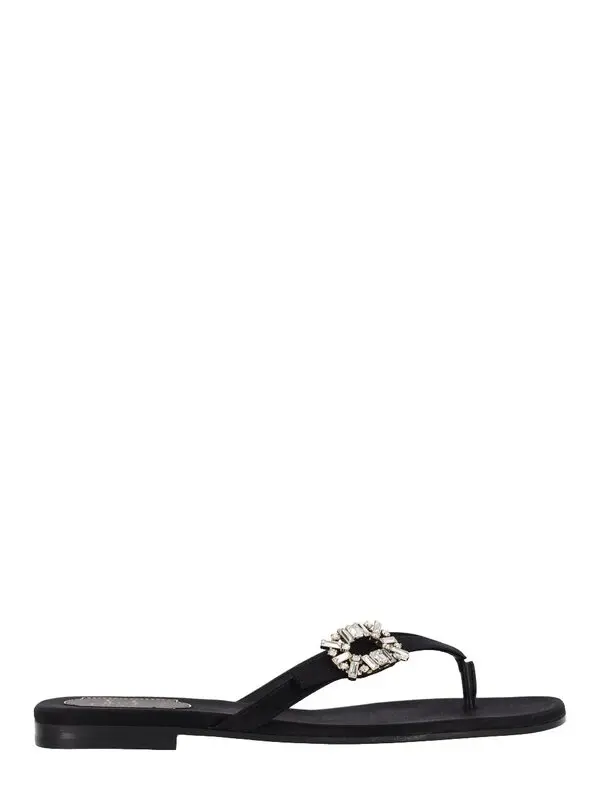 ROGER VIVIER Embellished Silk-accent Leather Sandals - Black