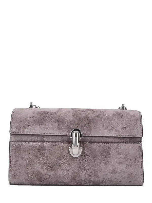 Savette Suede Calfskin Shoulder Bag - Grey