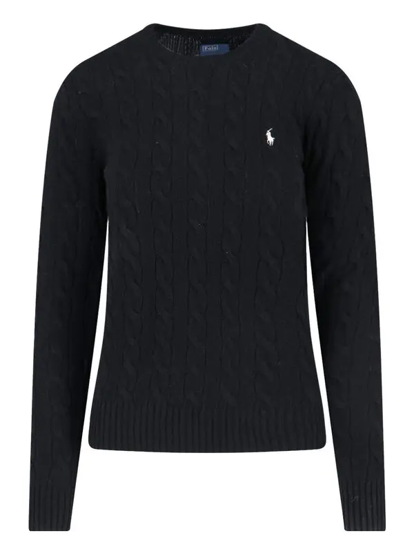 Polo Ralph Lauren Cable Knit Wool-cashmere Crewneck Sweater - Black