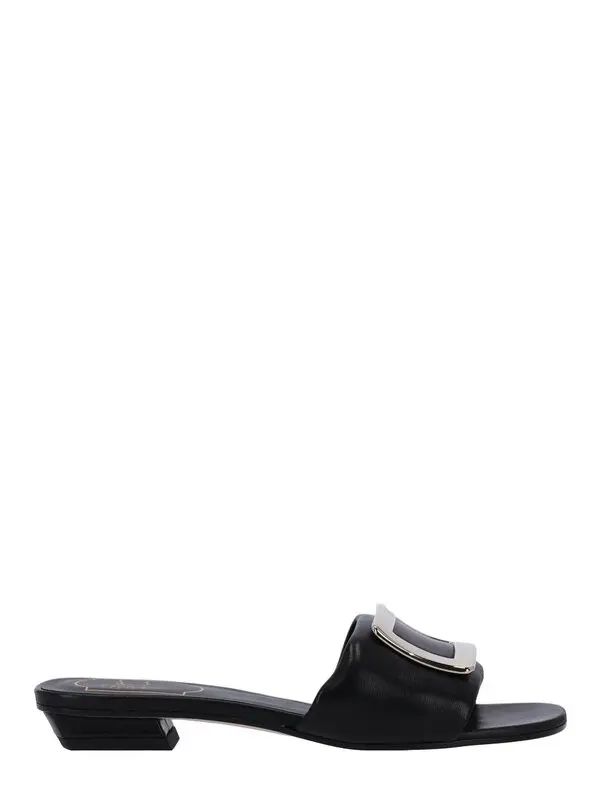 ROGER VIVIER Lamb Leather Flap Mules - Black