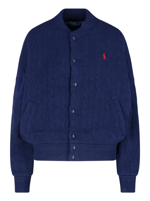 Polo Ralph Lauren Cable Knit Bomber Jacket - Blue