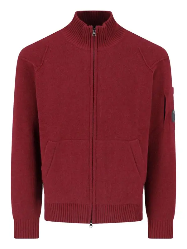 C.P. COMPANY Zip Front Knit Cardigan Jacket - Red