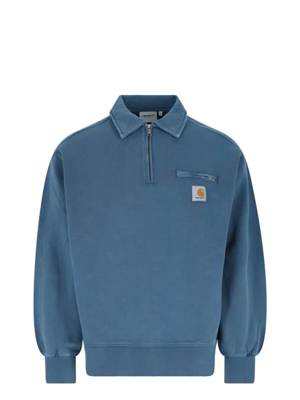 Carhartt Work In Progress 100% Cotton Workwear Quarter-zip Sweater - Blue