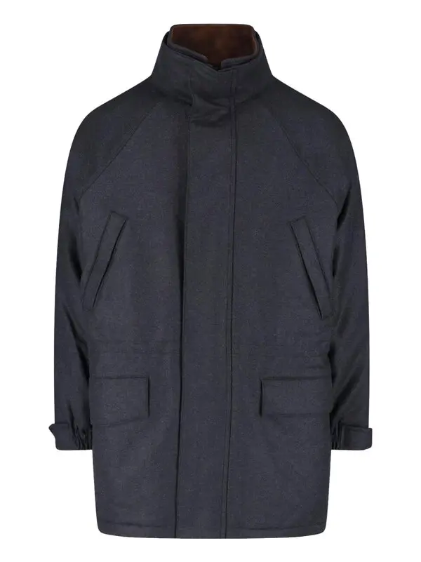 Auralee Stand Collar Short Coat - Black