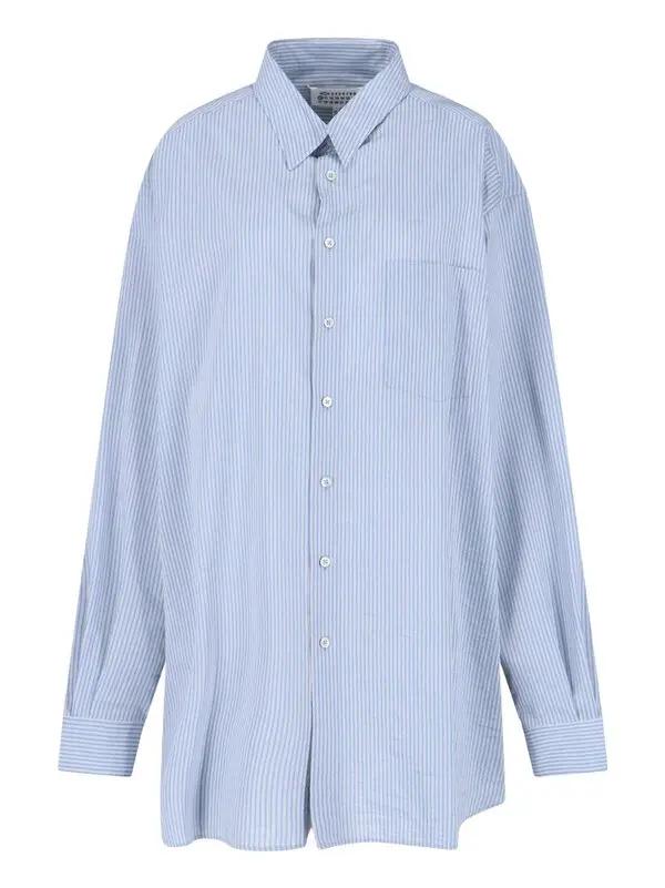 MAISON MARGIELA Oversized Striped Button-up Shirt - Blue