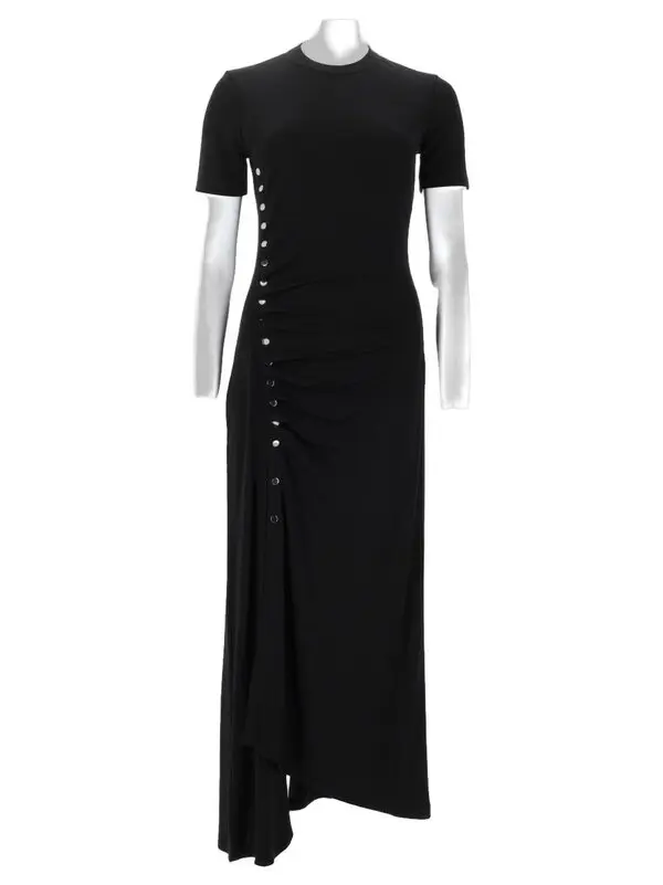 Rabanne Asymmetrical Draped Midi Dress - Black