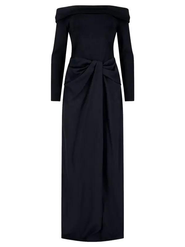Ralph Lauren Sculpted Knit Off-the-shoulder Dress - Black