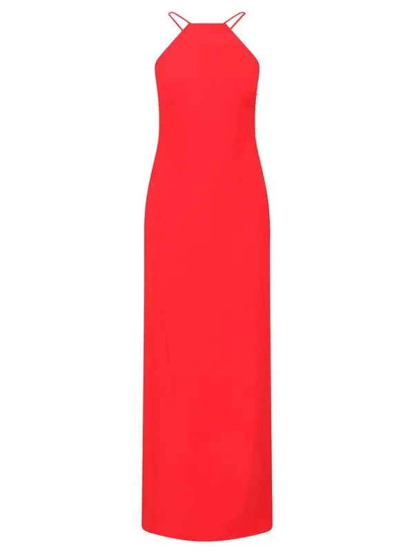 Ralph Lauren Halterneck Stretch Maxi Dress In Recycled Polyester Blend - Red