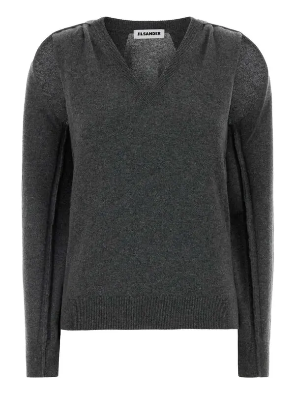 JIL SANDER Cashmere V-neck Sweater - Grey