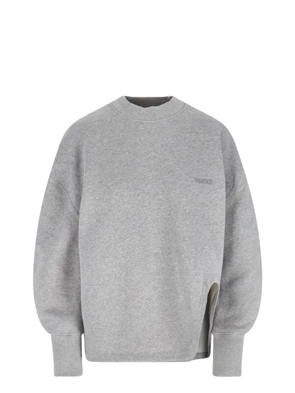 Attico Oversized Crewneck Sweatshirt With Side Slit - Grey