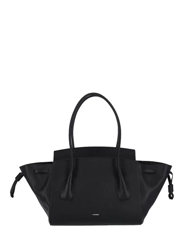 JIL SANDER Large Leather Tote Bag - Black