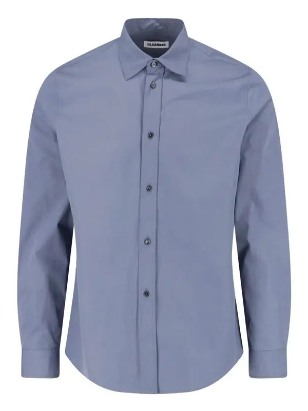 JIL SANDER 100% Cotton Button-down Shirt - Blue