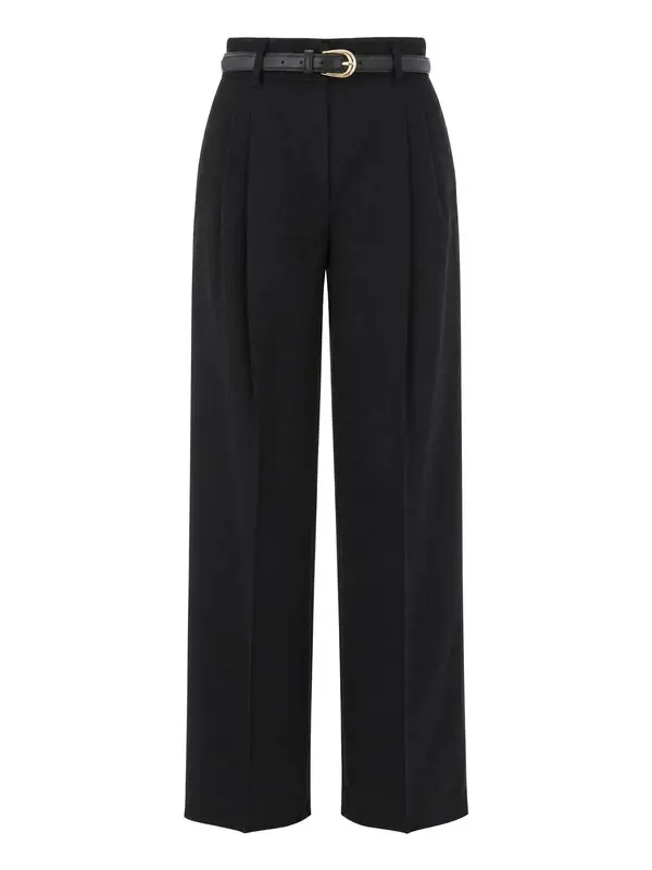 Max Mara High-waisted Belted Wide-leg Trousers - Nero