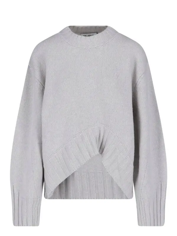 Attico Embroidered Wool-cashmere Crew Neck Sweater - Grey