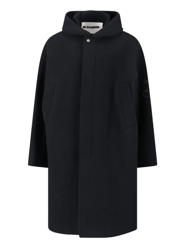 JIL SANDER Virgin Wool Hooded Jacket - Black