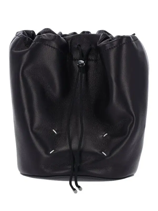 MAISON MARGIELA Sheep Leather Mini Bag With Contrast Leather And Brass Hardware - Black