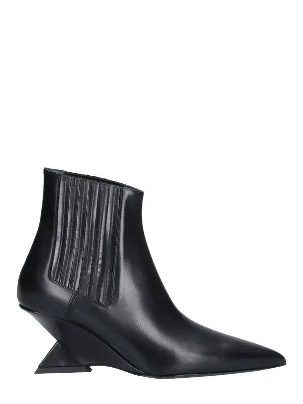 Attico Sleek Ankle Boots With Sculptural Heel - Black
