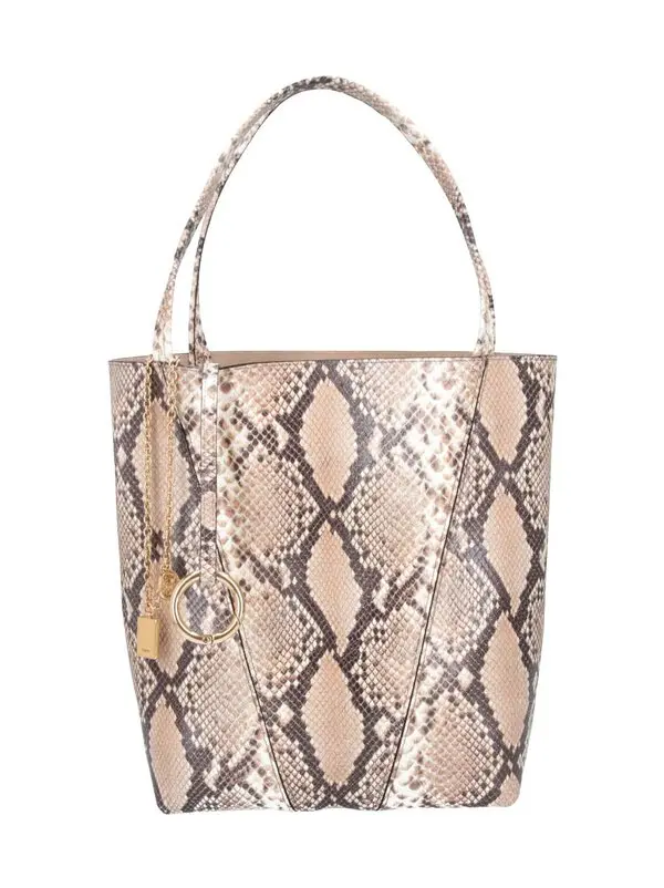 Chloé Calf Leather Mini Handbag With Gold Tone Ring Detail - Beige