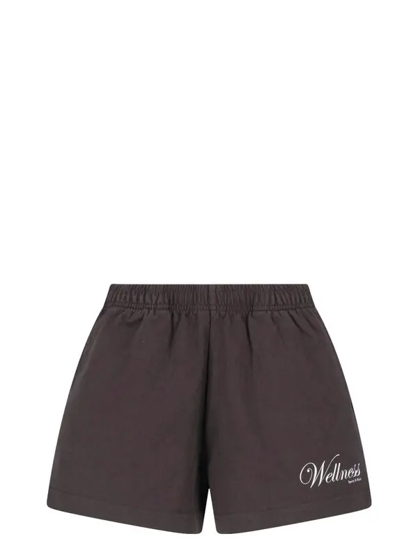 SPORTY & RICH 100% Cotton Shorts - Brown
