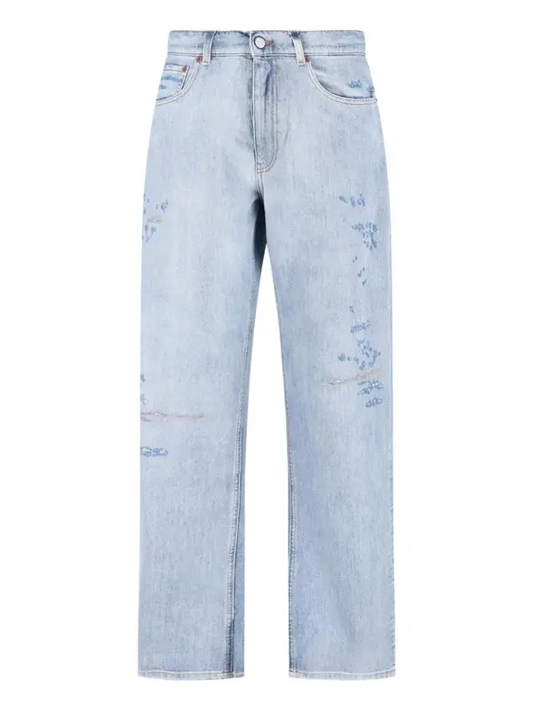 MAISON MARGIELA Light Wash Distressed Cotton Denim Jeans - Blue