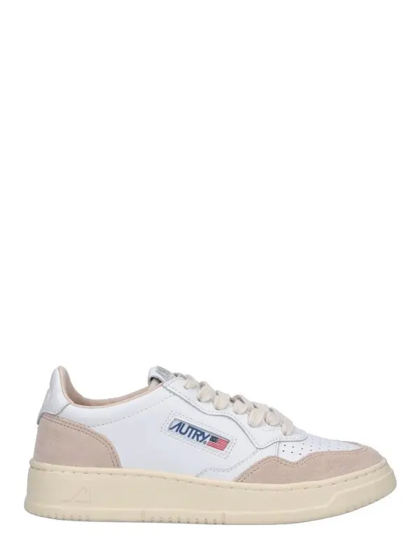AUTRY Leather & Suede Lace-up Sneakers - White