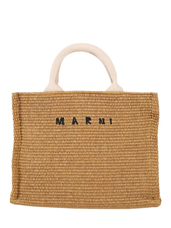 Marni Woven Tote Bag With Logo - Brown