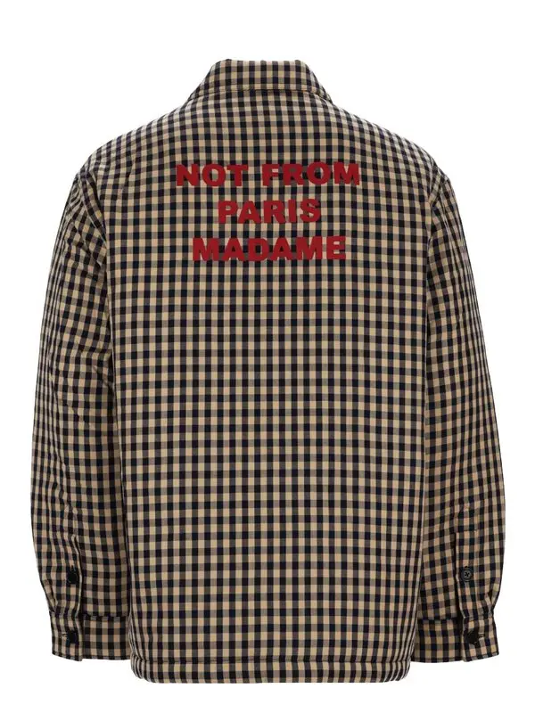 Drole De Monsieur Graphic Gingham Button-up Shirt - Beige