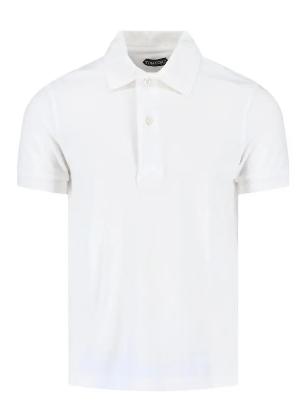 TOM FORD Lightweight Knit Polo Shirt With Mother-of-pearl Buttons - White