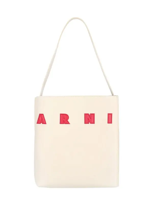 Marni Calf Leather Crossbody Bag With Brass Hardware - White