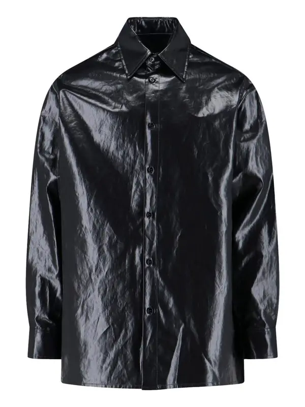 MAISON MARGIELA Linen Shirt With Polyurethane Coating - Black