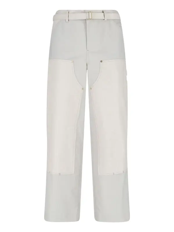 Sacai Lightweight Wool-blend Trousers With Cotton Details - White