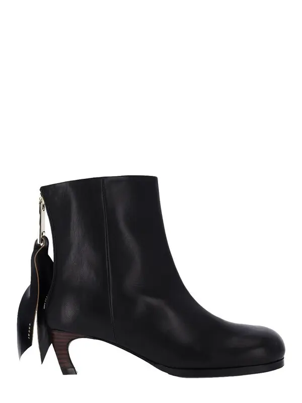 Sacai Leather Zip-up Ankle Boots - Black