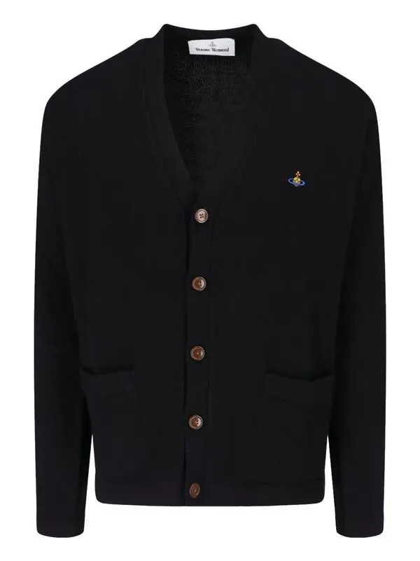 VIVIENNE WESTWOOD Cotton-cashmere V-neck Cardigan - Black