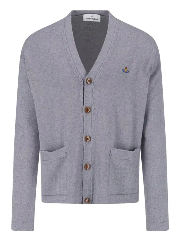 VIVIENNE WESTWOOD Cotton Cashmere V-neck Cardigan - Grey