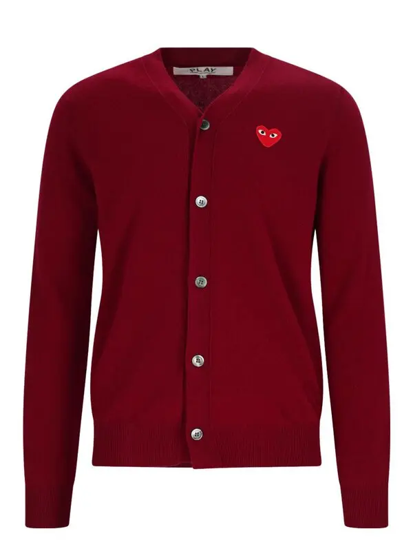 Play Comme Des Garcon Cardigan With Heart Logo - Red